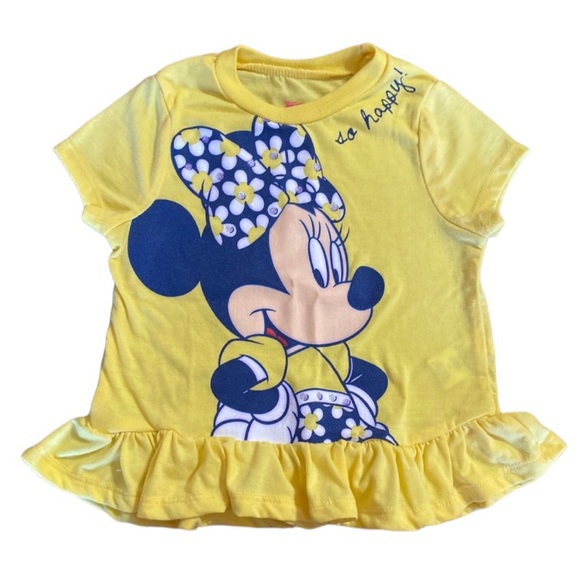 Disney | Shirts & Tops | Disney Minnie Mouse Yellow Navy Blue Tee W ...